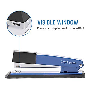 Craftinova Stapler， staplers for Desk ，Durable Metal Stapler ，25 Sheet Capacity，Includes 2000 Staples & Stapler Remover ，for Office or Home School Supplies for Teachers（Blue）5 Pack …