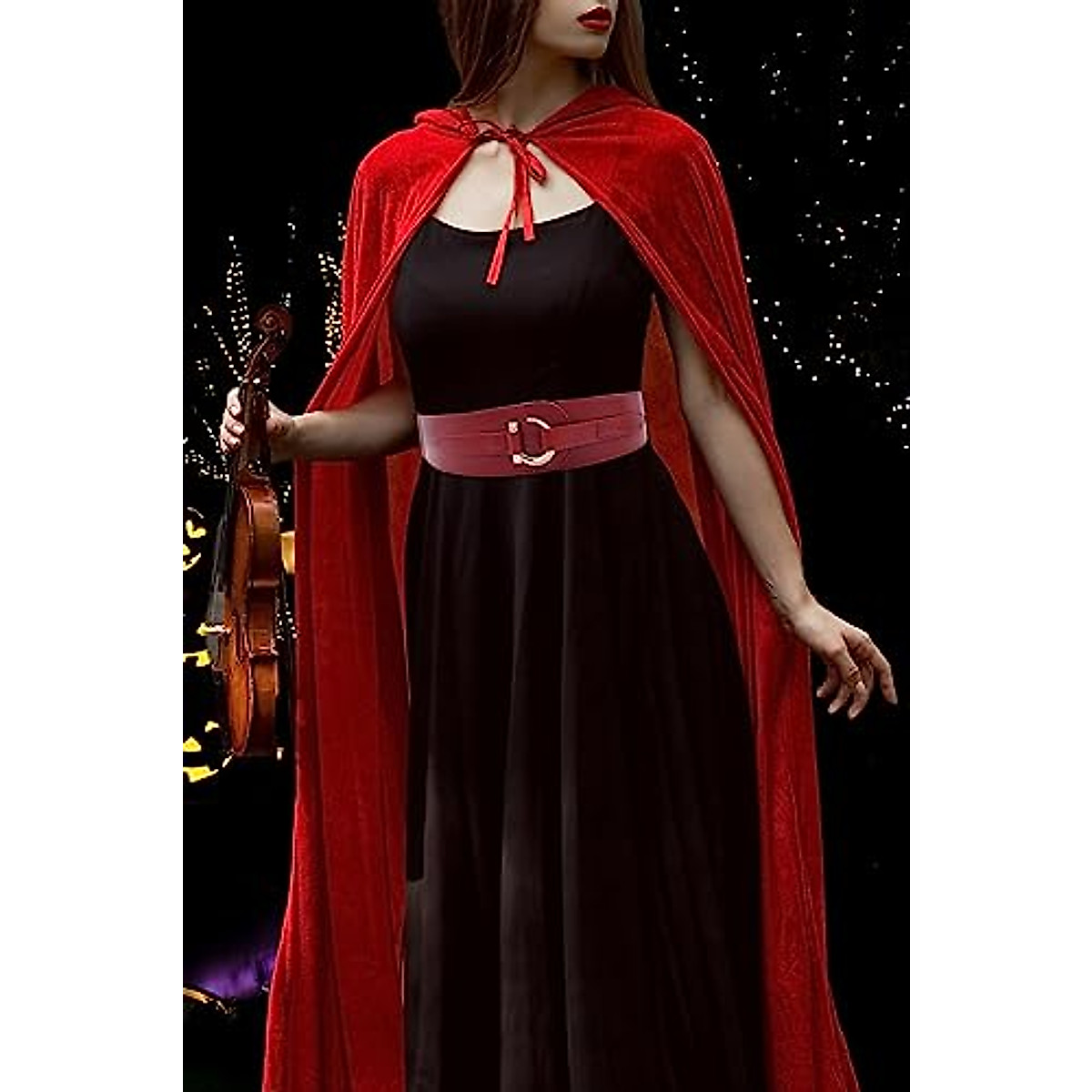 TeeYee Red Leather Belts Elastic Renaissance Waist Stretch Retro Belt Vintage Fashion Medieval Fashion Hook Belt Medium