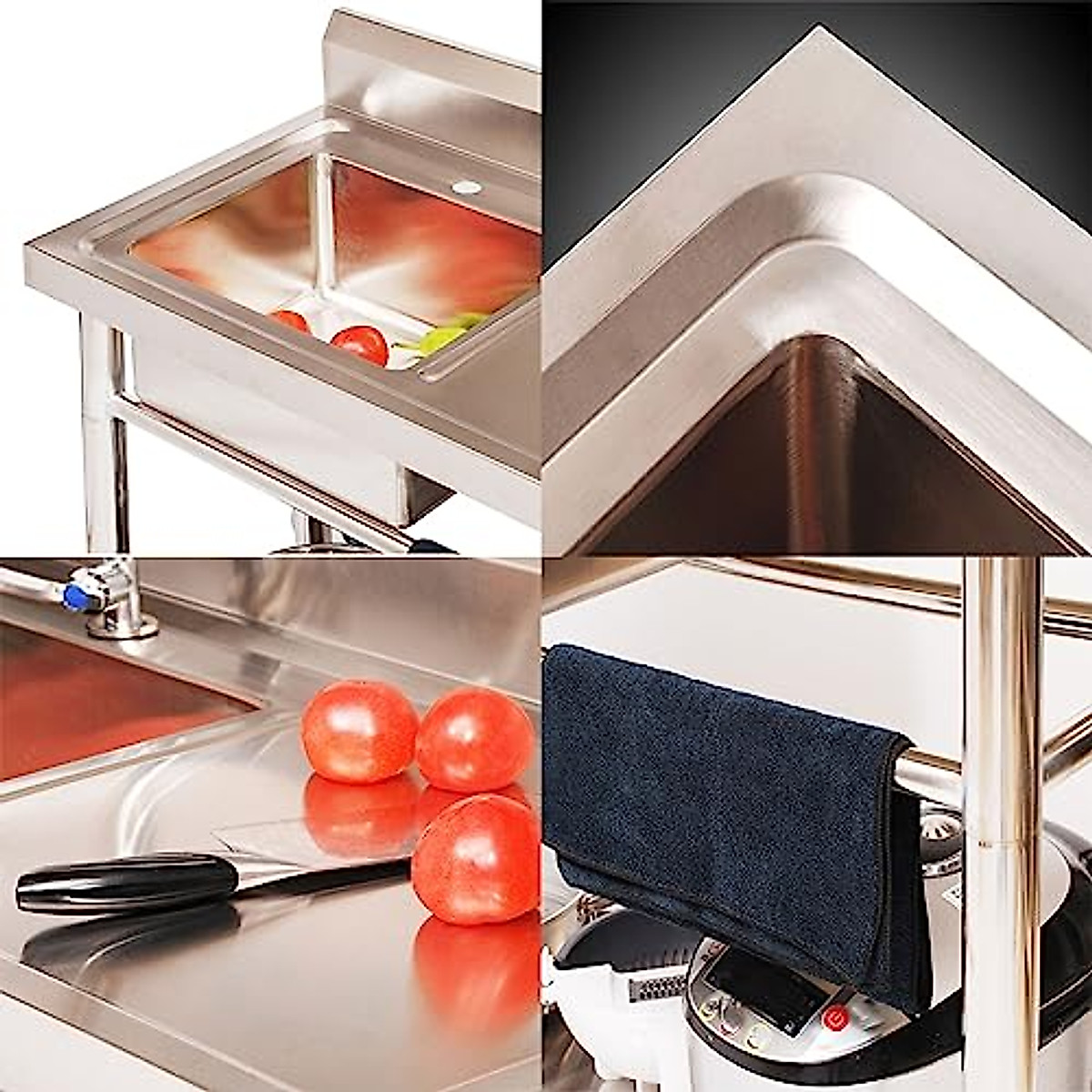 Commercial Stainless Steel Sink, With Bracket And Shelf, Integrated Sink For Kitchen And Home Use, 100CM