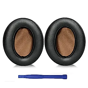 Aiivioll Compatible with Sennheiser Momentum 2.0 Ear Cushions, Isolating Headphone Cushion Memory Foam Replacement Earpads (Black+Brown Net)