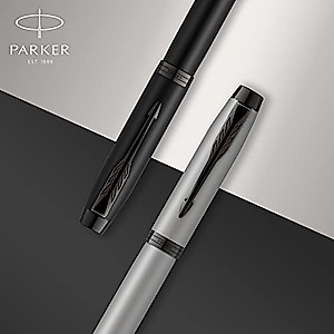 PARKER IM Rollerball Pen, Black Lacquer Chrome Trim with Fine Point Black Ink Refill, Gift Box (1931658)