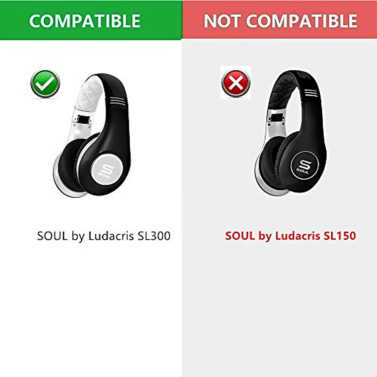 YDYBZB SL300 Ear Pads Ear Cushions Earpads Replacement Compatible with Soul by Ludacris SL300 Noise Canceling Headphones