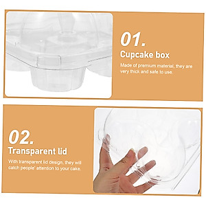 NOLITOY 20 Pcs Four Piece Cake Box Cupcake Holders Cupcake Storage Pastry Containers Cupcake Container Muffin Gifts Carriers Plastic Cupcake Carrier Tote Box Clamshell The Pet Food