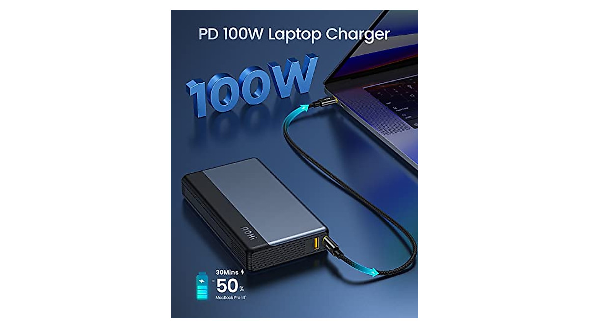 AOHI 100W 30000mAh Portable Laptop Power Bank - Fast Charging