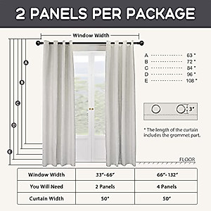 INOVADAY 100% Blackout Curtains 96 Inches Long, Blackout Curtains for Bedroom 96 Length Thermal Insulated Linen Blackout Curtains & Drapes for Living Room- Greyish Beige, W50 x L96