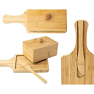 Bamboo Butter Dish w/ Lid – Large Butter Holder Made of Eco-Friendly, Food Grade Bamboo – Holds up to 4oz of Your Favorite Butter – Ideal Butter Keeper for Storage and Serving – Easy to Use