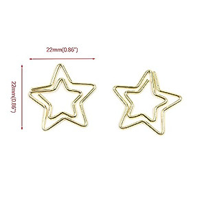Nicerity 50 Pcs Cute Star Shaped Bookmark Clips Paper Clip Bookmark for Office, School, Home- Gold