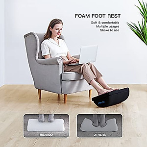 Foot Rest for Under Desk at Work, with 2 Optional Covers for Replacing, Double Layer Adjustable Foot Rest for Office, Home, Airplane, Travel, by HUANUO