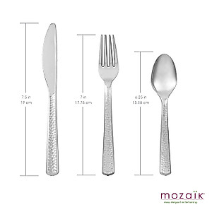 Mozaik Premium Plastic Hammered Stainless Steel Coated Assorted Cutlery, 120 pieces