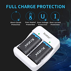 Kratax 2500mAh Rechargeable Batteries 2 Count for Xbox One with Fast Charger, 48 Hours Playtime
