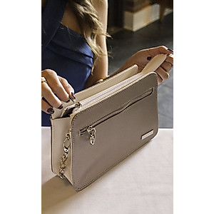 Pouchee Avi Vegan Leather Purse Organizer that doubles as a Clutch and Cross Body Bag (Coral/Cream)