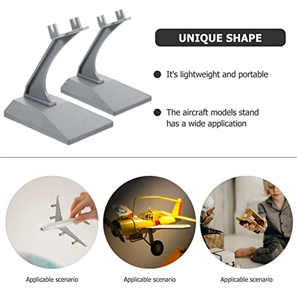 SAFIGLE Plastic Display Stand 2pcs Plastic Model Plane Display Stand Universal Aircraft Model Plane Stand No Airplane Model for Building Blocks Planes Random Color Aircraft Display Stand