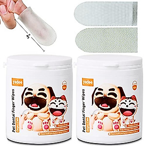 yadee Dog Teeth Cleaning Finger Wipes, 100Pcs Dog Dental Care Wipes for Cats and Dogs, Pet Oral Cleansing Presoaked Teeth Wipes, Freshen Breath, Reduce Plaque & Tartar, No Brushing