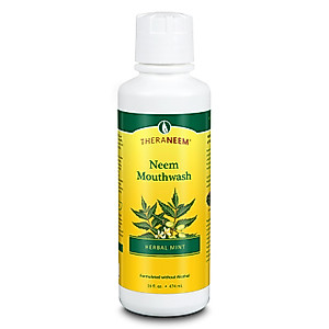 TheraNeem Neem Mouthwash, Herbal Mint | Freshens Breath, Supports Healthy Gums and Teeth, Vegan, Great Mint Taste | 16oz