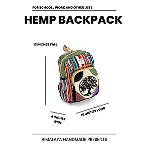 Unique Design100% Himalaya Hemp Backpack Small Backpack Hippie Backpack Festival Backpack Hiking and Tablet Backpack FAIR TRADE Handmade with Love.