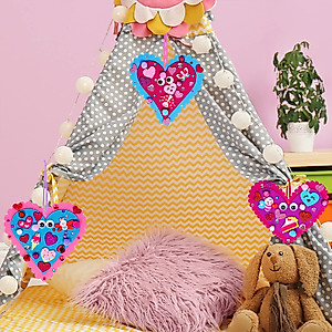 Winlyn 24 Sets Valentine's Day Heart Ornaments Decorations DIY Felt Heart Valentine Craft Kits Assorted Felt Heart Stickers Googly Eyes for Kids Valentine Gift Exchange Classroom Activity Art Project