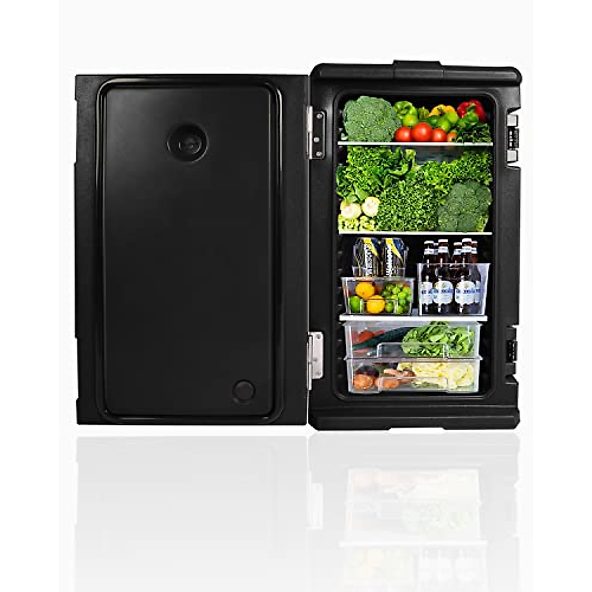 TABU 95QT End-Loading Insulated Food Pan Carrier, LLDPE Material Food Box Carrier with Double Buckles, Front Loading Portable Food Warmer with Handles (Black)
