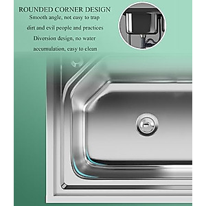 Stainless Steel Utility Sink, Single Bowl Free Standing Kitchen Sink, 1 Compartment Outdoor Garden Sink, Commercial Restaurant Sink Set with Drainer Unit, for Garage, Laundry (Color : Hot Cold taps,