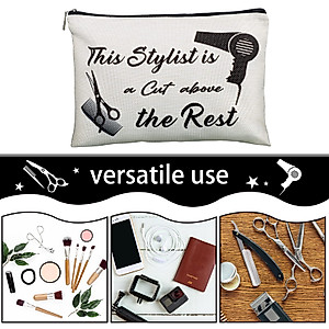 4 Pieces Hairdresser Gift Cosmetology Graduation Gift Hairdresser Cosmetic Bag Hair Stylist Makeup Bag Funny Hair Dresser Gift Travel Case Inspirational Hair Stylist Gift for Women