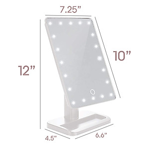 Aduro Vanity Mirror Makeup Mirror With Lights And Wireless Speaker, U-Reflect Beauty LED Wireless Swivel Smart Home Audio Mirror With Tray (White)