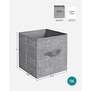 SONGMICS Storage Cubes, 11-Inch Non-Woven Fabric Bins with Double Handles, Set of 6, Closet Organizers for Shelves, Foldable, for Clothes, Gray UROB26LG