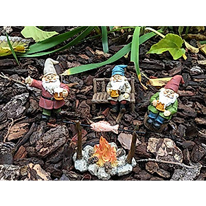 GlitZGlam Happy Gnomes Beer Drinking Buddies! - 5-Piece Garden Gnome Set for The Miniature Fairy Garden