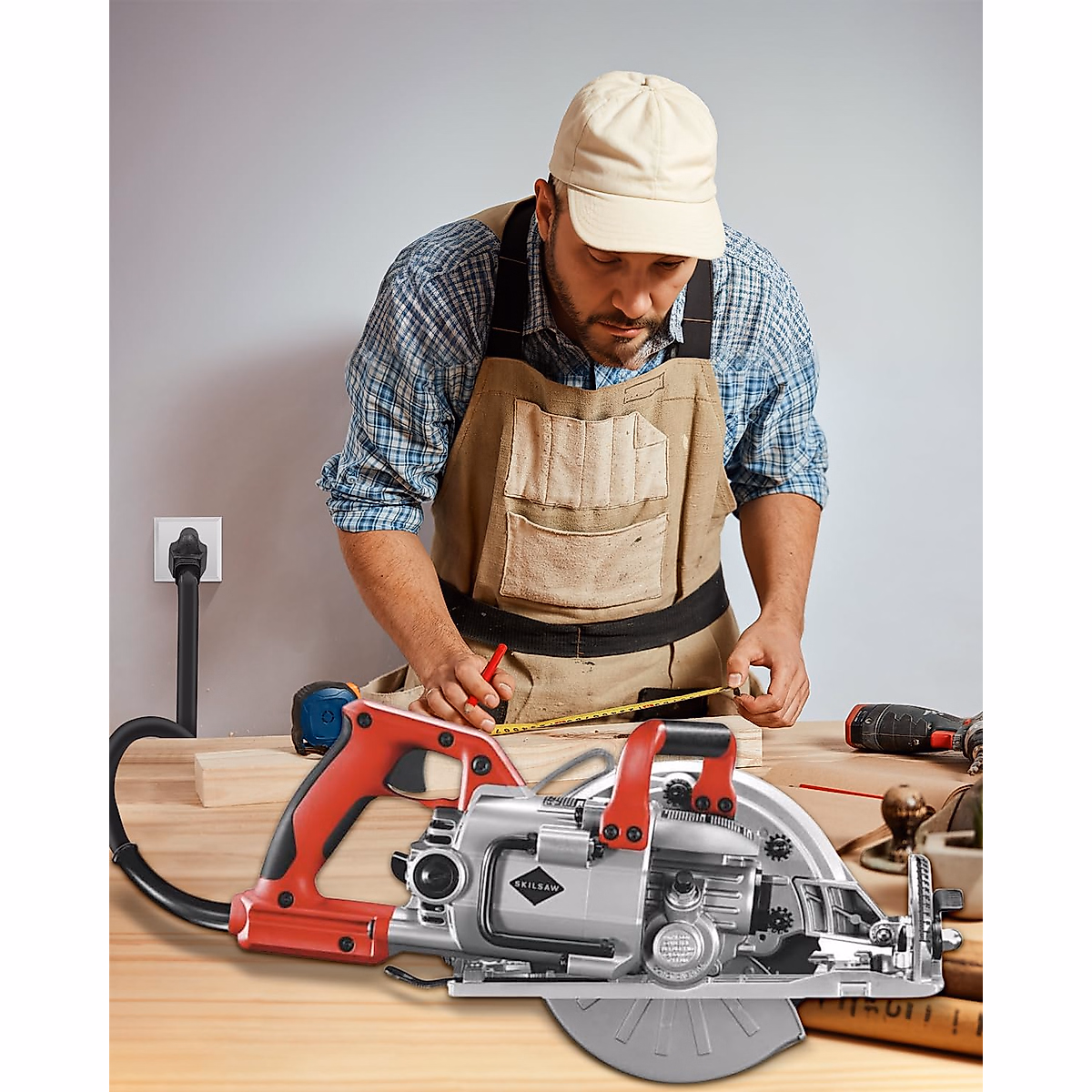 95104L Circular Saw Power Cord Replacement for SKILSAW Worm Drive Saw SPT77WM SPT78W SPT77WML SKILSaw Heavy Duty Power Tool Accessory 3 Pin Power Cord Black 2.5M/8.2FT US Standard Universal Cord