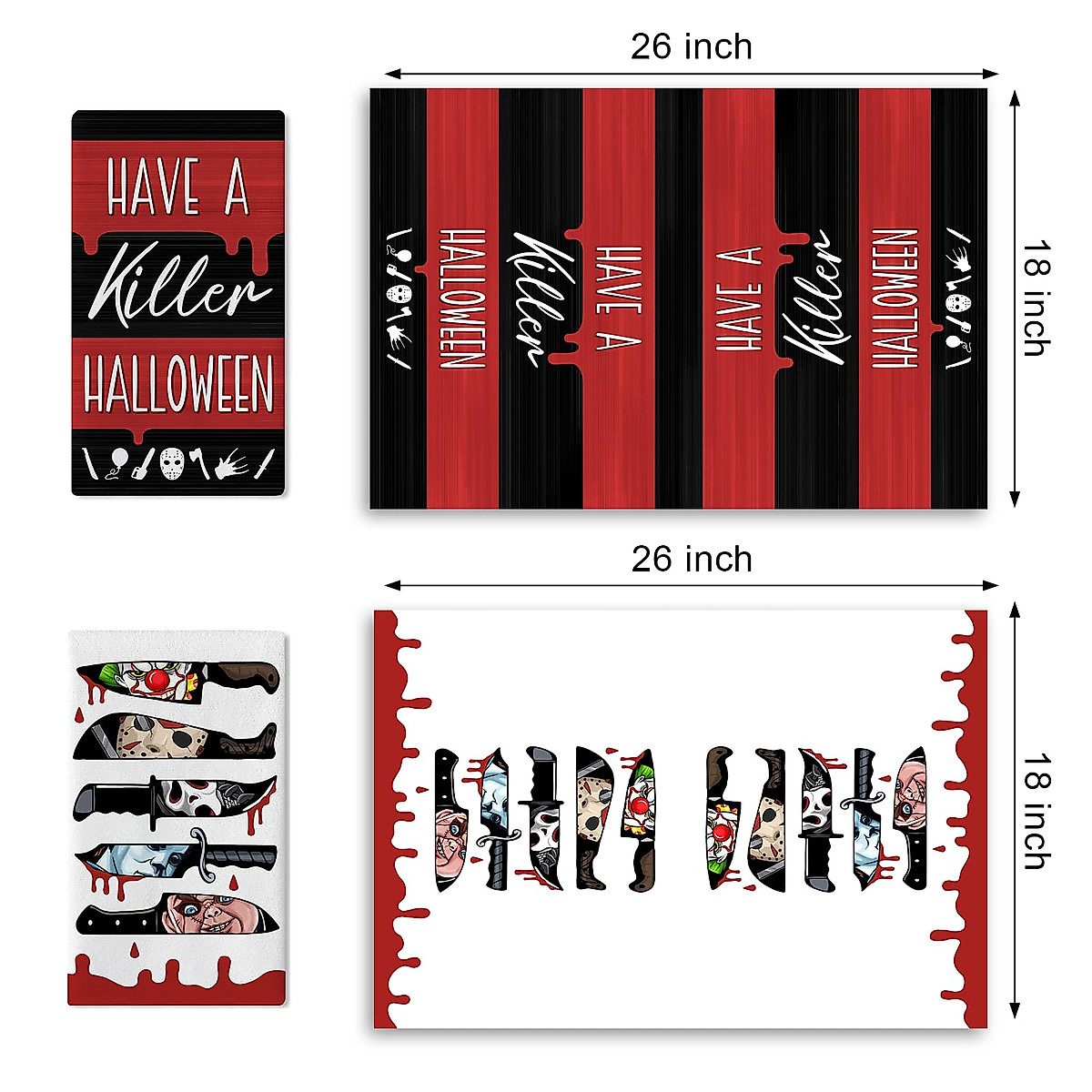 Croar Halloween Gothic Skeleton Kitchen Dish Towels Set of 2, Spooky Jack O Lantern Pumpkin Skull Drying Hand Towels Baking Cooking Cloth, Spider Web Rose Holiday Home Kitchen Decor 18 x 26