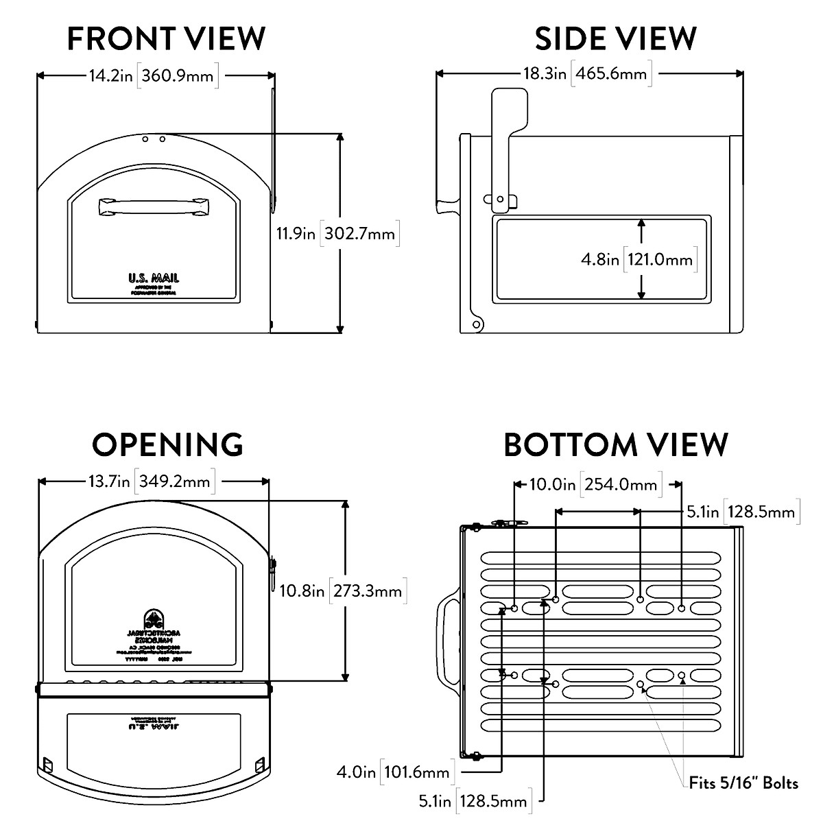 Architectural Mailboxes 950020B-10 Centennial Postmount Mailbox, XL, Black
