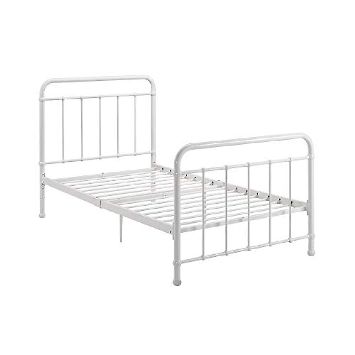 DHP Beaumont Iron Metal Platform Bed with Transitional Design Headboard and Footboard, Adustable Base Height for Underbed Storage, No Box Spring Needed, Queen, White