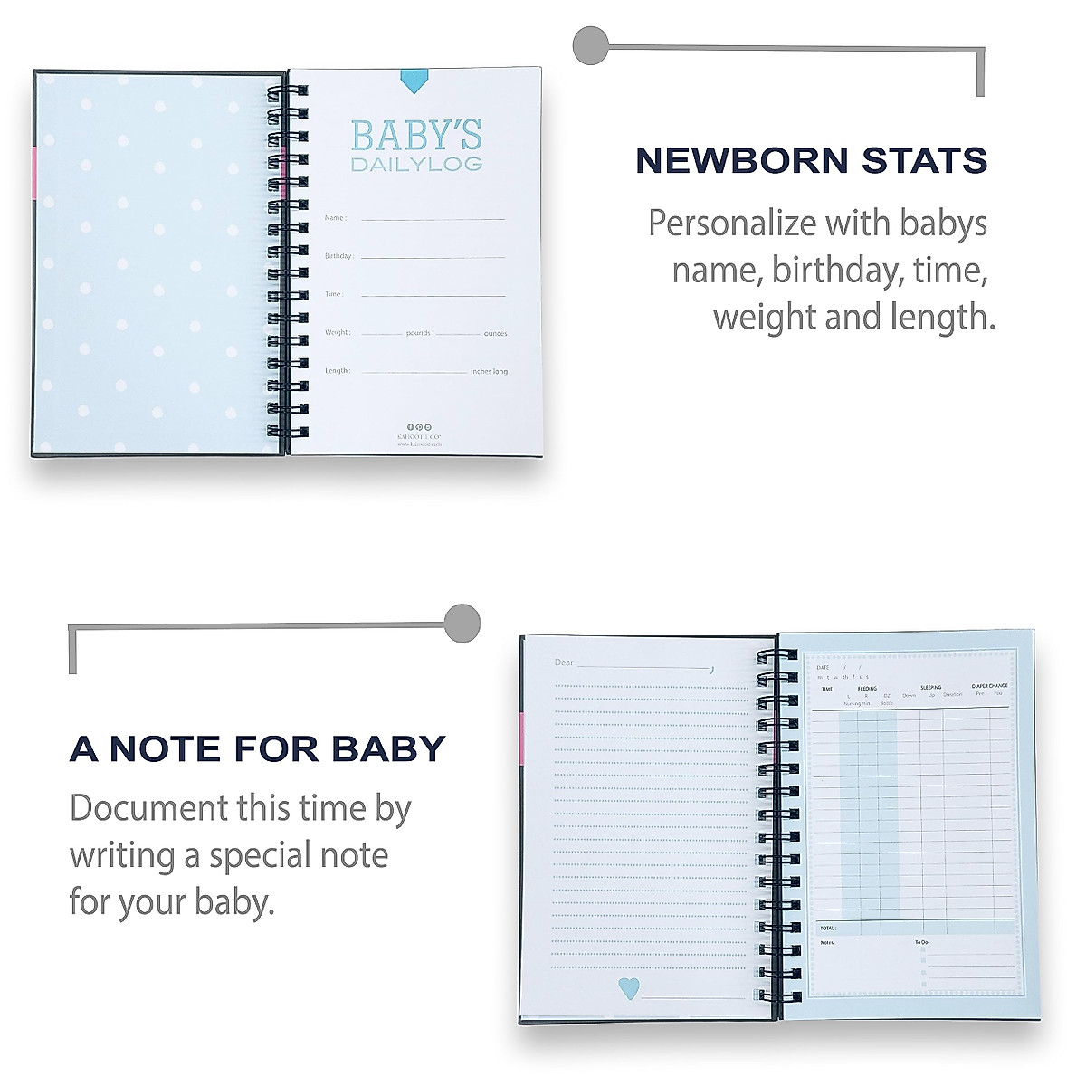 Baby’s Daily Log, Planner and Keepsake Journal- Track Feedings, Sleeping Schedules, Memorable Moments, Milestones by Kahootie Co (Brown)