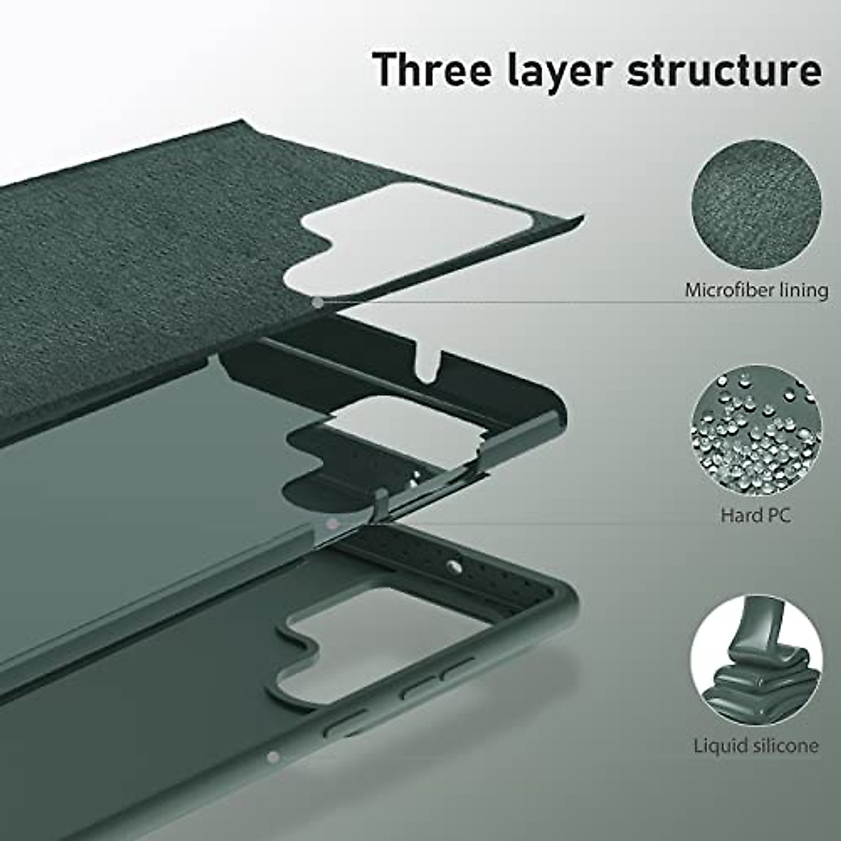 Nillkin for Samsung Galaxy S23 Ultra Case with Camera Cover, Silicone Ultra Slim Shockproof Protective Phone Case, [Microfiber Lining, Slide Camera Protection] Alpine Green