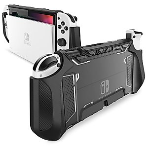 Mumba Dockable Case for Nintendo Switch OLED 2021, Blade Series TPU Grip Protective Cover Accessories Compatible with 7 Inch and Joy-Con Controller (Black)