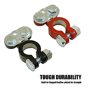 gunhunt 2 PCS Cables Terminal Connectors, Zinc Plated Top Terminal with 2 PCS Washers, Car Cable Terminal Connector, Fit for Marine Car Boat RV Vehicles (Silver)