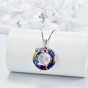 LUHE Cat Necklace Gifts 925 Sterling Silver Crystal Cat and Women Pendant Necklace Jewelry for Women