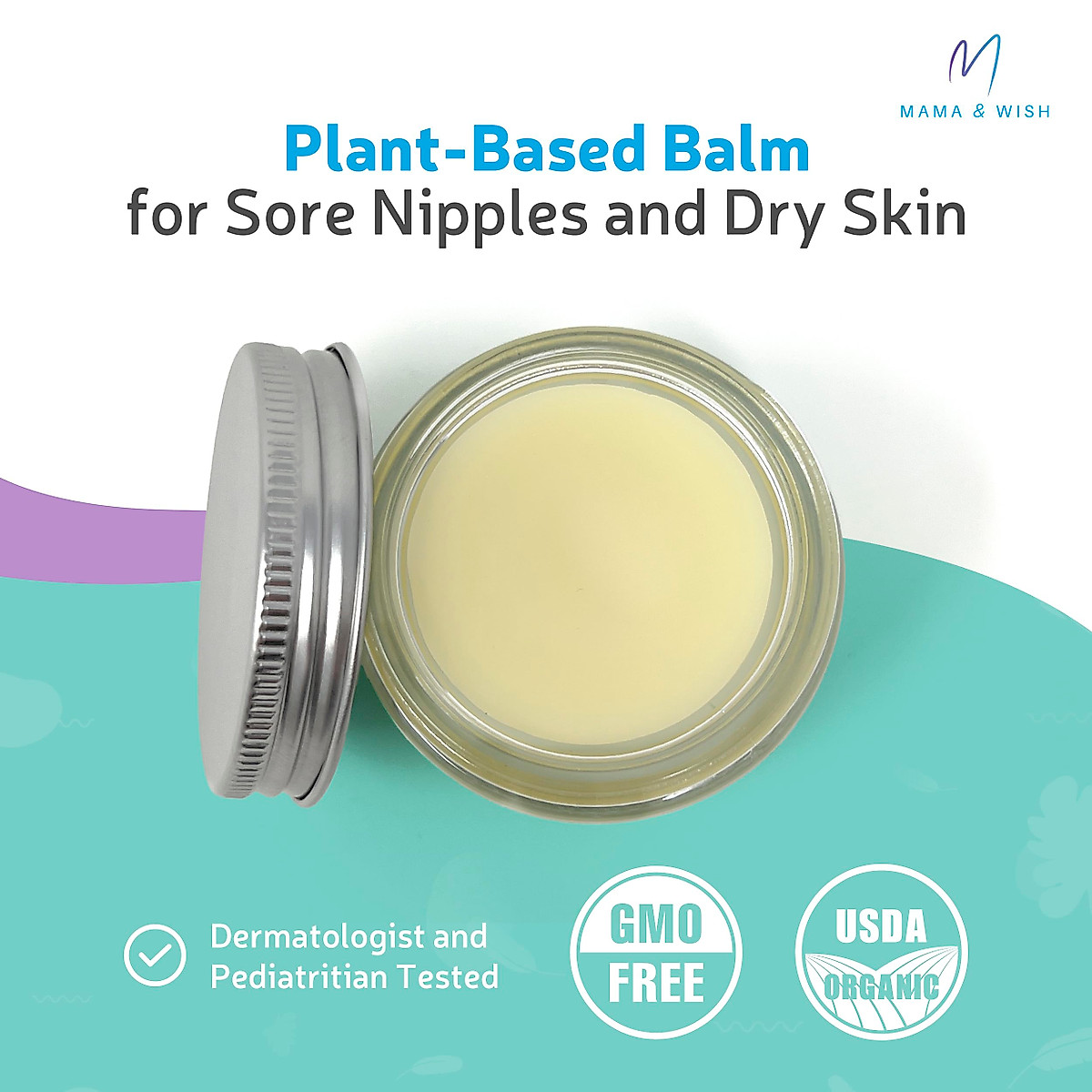 Mama & Wish Organic Nipple Cream - Breastfeeding Balm | Lanolin-free, Postpartum Essentials Safe for Nursing, Non-GMO (2 oz)