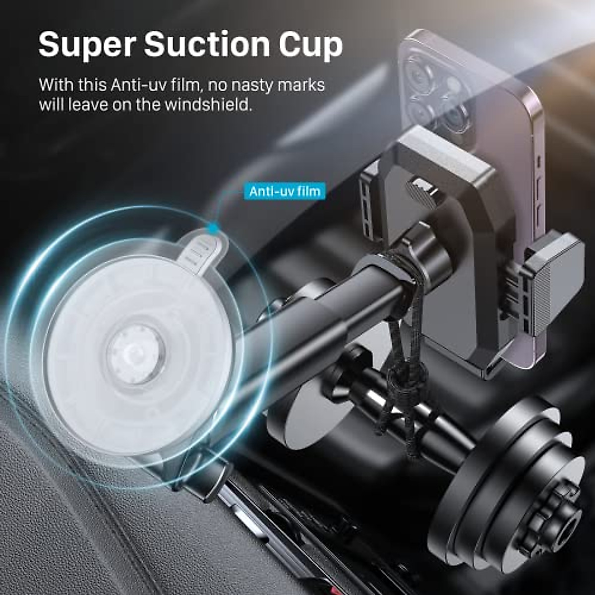 APPS2Car Phone Mount for Car Dashboard & Windshield Military Sturdy Suction Cup Phone Holder [Thick Cases & Big Phones Friendly] Cell Phone Cradle, Compatible with iPhone 14 13 All Phones & Truck/SUV