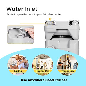 VIVOHOME 5.3 Gallon Waste Tank Portable Indoor Outdoor Toilet Compact Double-outlet Anti-leak Seal Ring Commode with Travel Bag Sprinkling Bottle and Cleaning Brush for Camping RV Boating Fishing