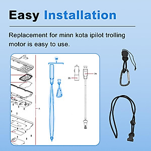 Shuisen 2390800 Remote Trolling Motor Lanyard with Carabineer Compatible with Minn Kota I-Pilot Remote I-Pilot 1.6/3.0 Replacement for Ipilot Link Remote