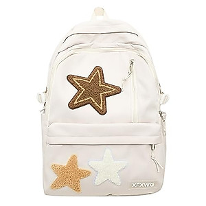 Verdancy Kawaii Backpack for School College Teens Students Travel Aesthetic Bookbag Cute Schoolbag Casual Daypack (White)