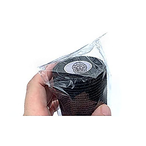 WildCow 4" Black Vet Wrap Tape Bulk, 12 Pack Cohesive Bandage Wrap, Self Adherent Grip Rolls