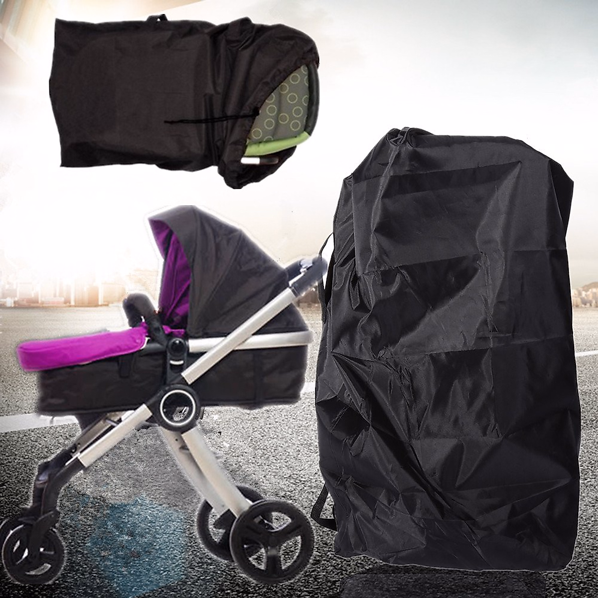 GLOGLOW Baby Stroller Travel Bag Cover Infant Kids Portable Large Pram Pushchair Storage Bag for Airplane (117 * 33cm / 46 * 12inch)