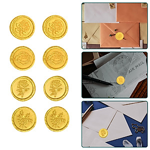 LSYGXYZ Adhesive Wax Seal Stickers, 24 Pieces Handmade Wax Seal Stamp Adhesive Stickers Gold Rose Flower Rosemary Seal Stickers for Envelopes Decorative(3 Rose Flower Styles, 1 Rosemary Style)