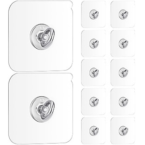 Beeveer 12 Pcs Heavy Duty Adhesive Wall Hooks Ceiling Wall Hangers Without Nails Practical Stainless Steel Waterproof for Indoor Outdoor Kitchen Home Office Hanging Plant(PVC+Stainless Steel,Chic)