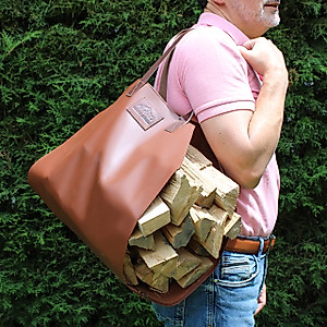 Andean Leather - Leather Firewood Carrier, Log Carrier for Firewood, Firewood Bag