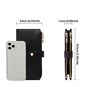 LAORENTOU Cowh Leather Wallet for Women RFID Blocking Wallet Clutch Purses Small Wallets Credit Card Holder Phone Wallet