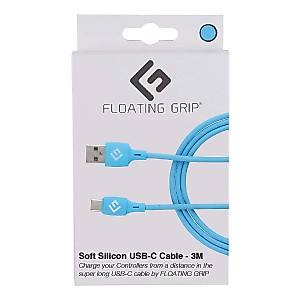 FLOATING GRIP USB C/USB A Charging Cable, 3M/10FT, Type c Fast Charging Cable with Data Sync, Compatible with PlayStation, Xbox & More (Blue)