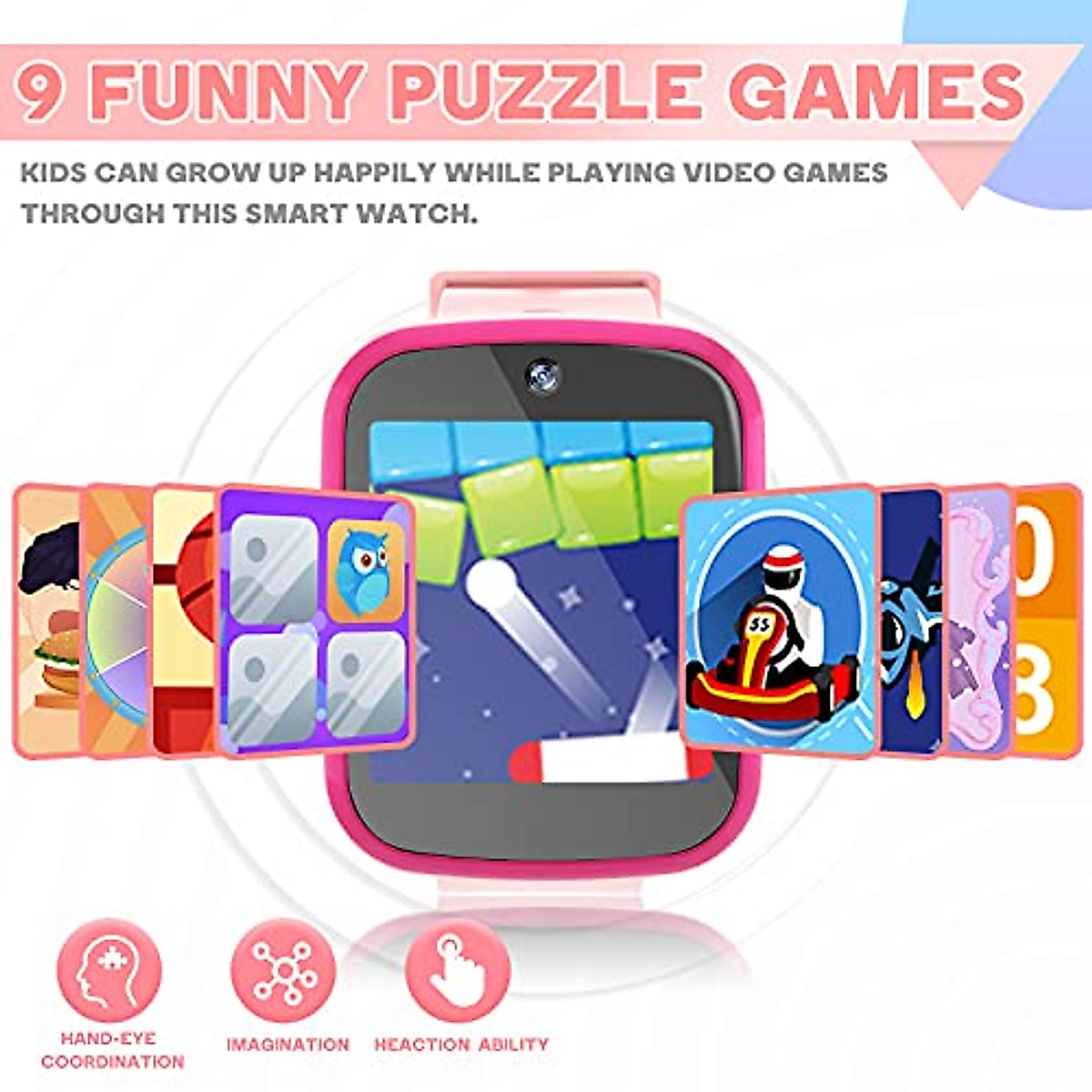 Ziegoal Kids Smart Watch for 3-12 Year Old Girls Toddler HD Dual Camera Smart Watch Multifunction Touch Screen Smartwatch with Game Educational Toys Birthday for Girls Age 4 5 6 7 8 9