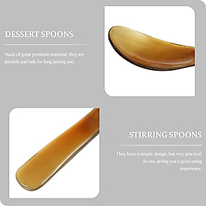 Hemoton 4pcs Buffalo Horn Caviar Spoons Long Handle Dessert Spoon Coffee Stirring Spoons Dinner Serving Spoon Kitchen Silverware for Ice Cream Tea Soup