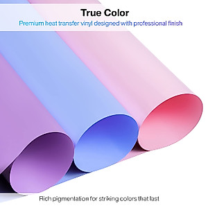 Primology Heat Transfer Vinyl: 10 Pack Pastel Colors 12" x 10" Premium Iron On Vinyl, HTV Vinyl for T-Shirts - HTV for Cricut, Silhouette Cameo, Heat Press Machine